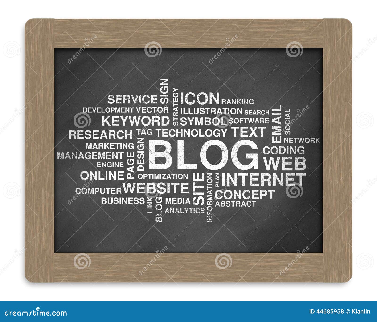 Blog word or tag cloud stock illustration. Illustration of blackboard ...