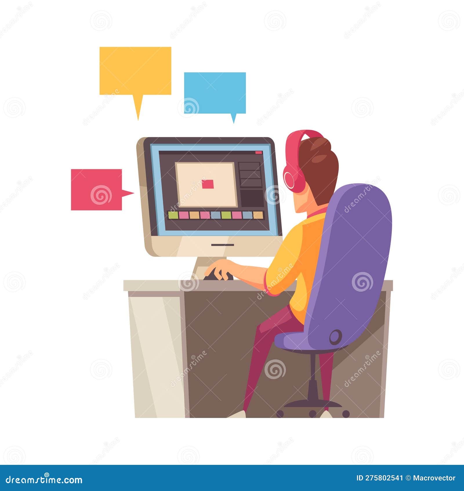 Blogger Cartoon Illustration Stock Vector - Illustration of streaming ...