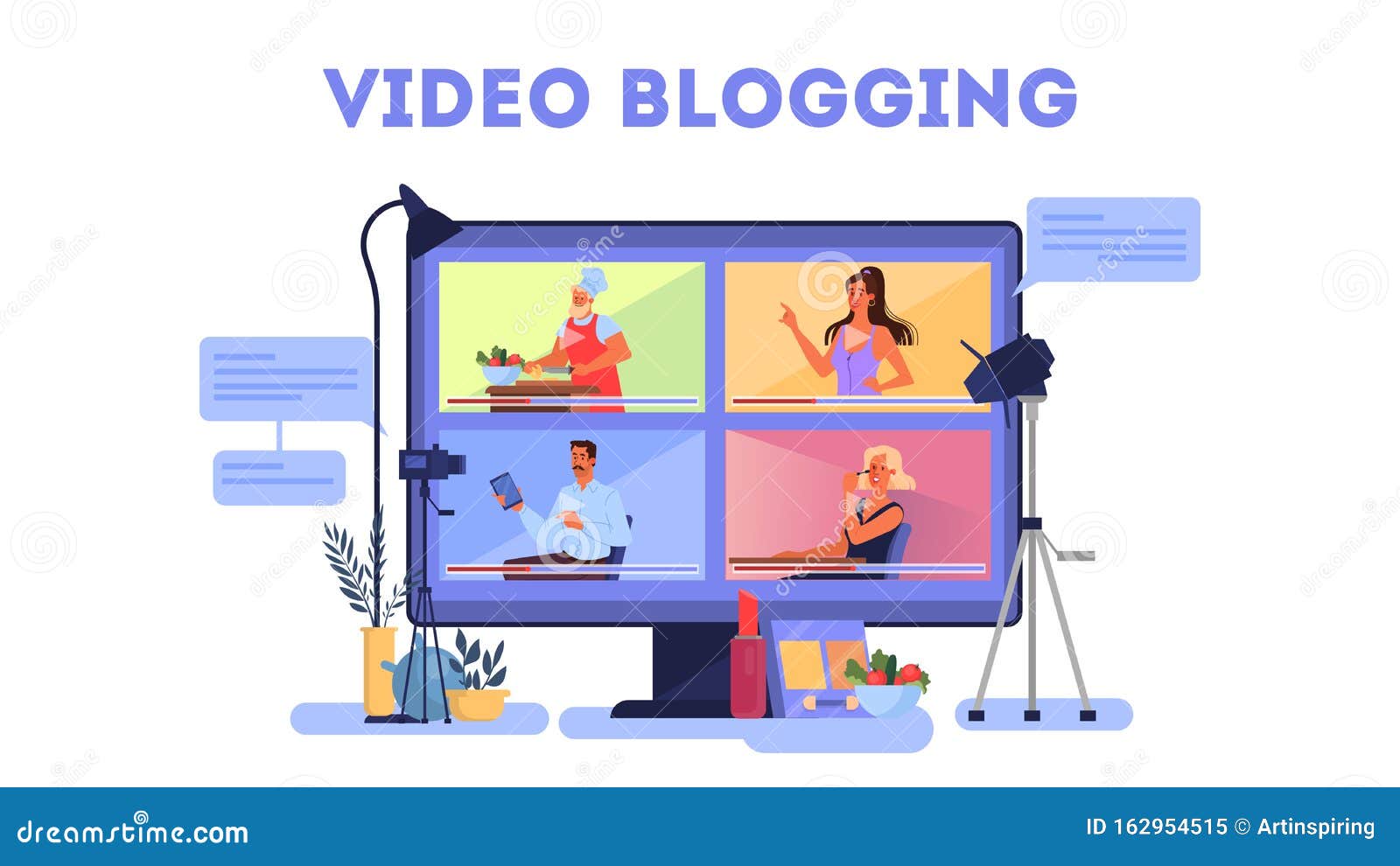 Blogger Concept Illustration Set. Share Content in the Internet Stock ...