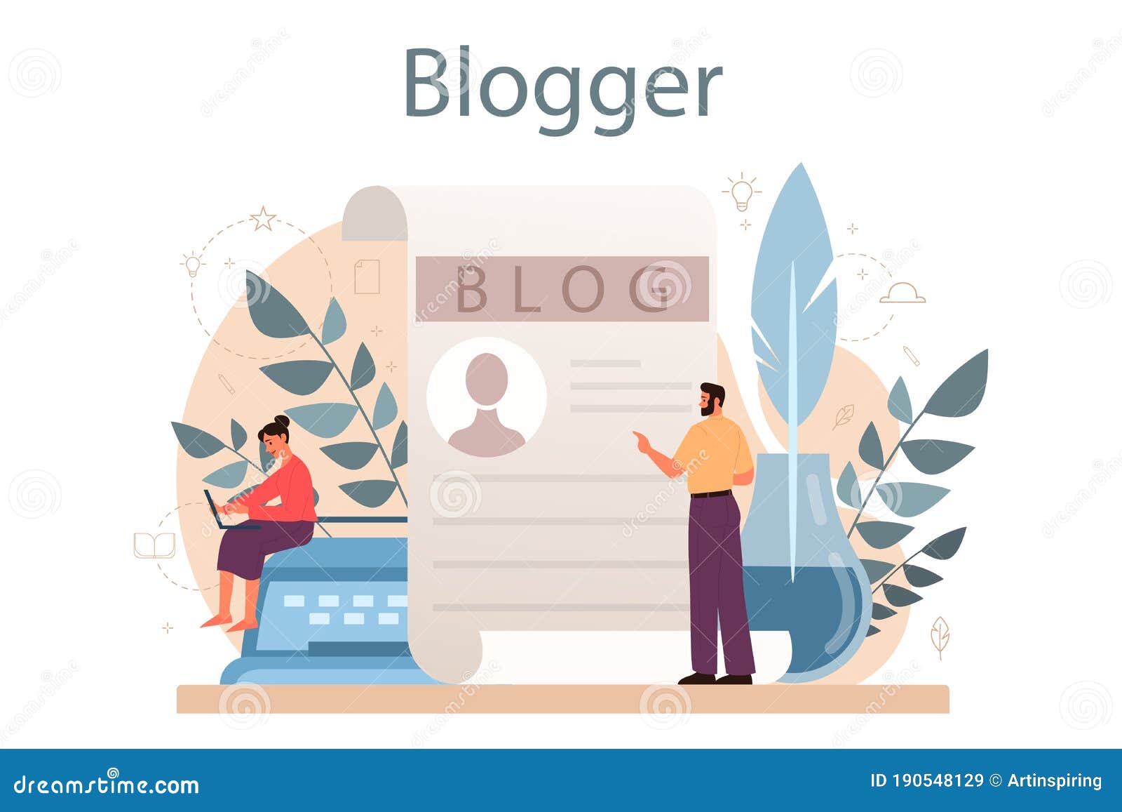 Blogger Concept. Sharing Media Content in the Internet Stock Vector ...