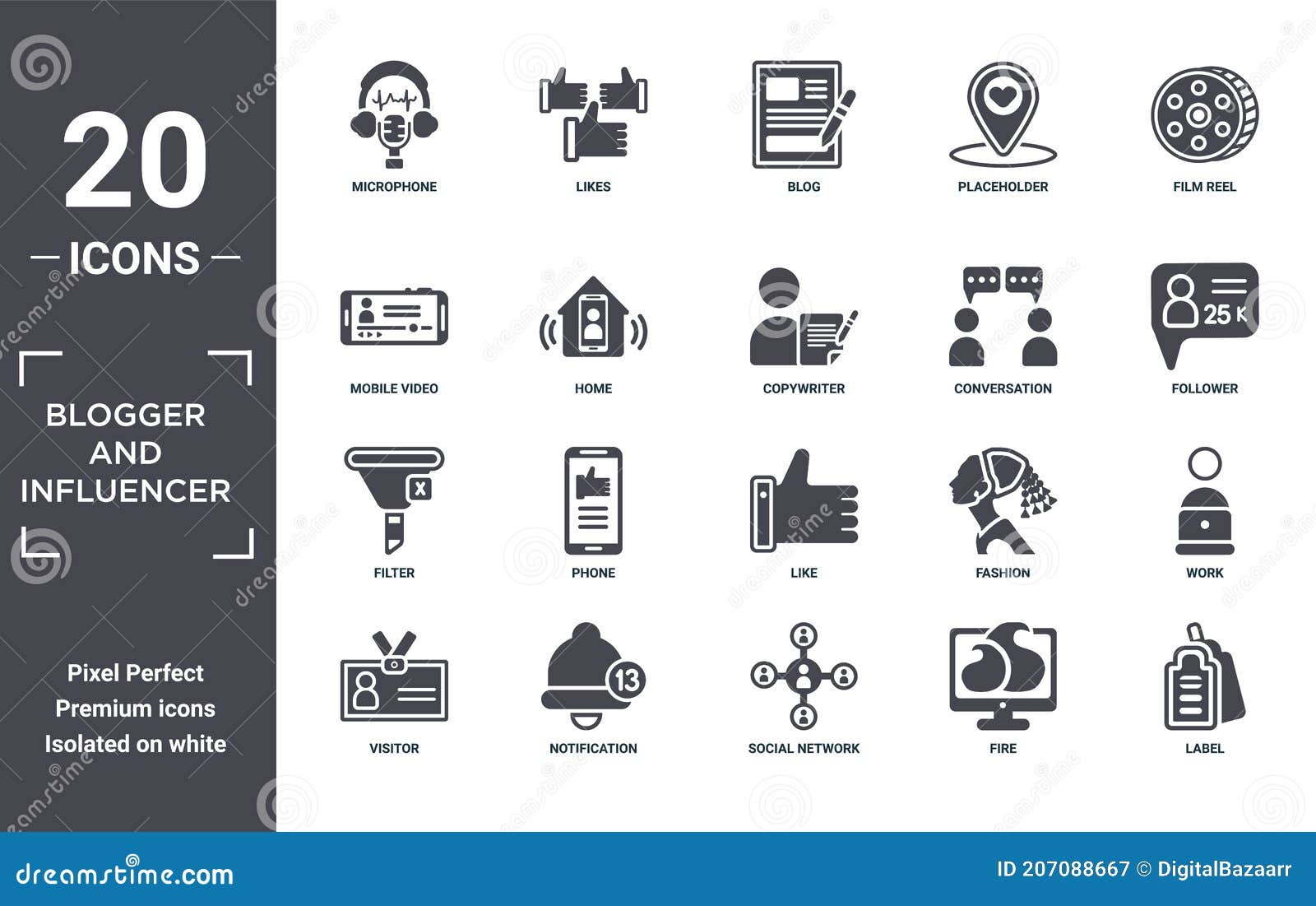 Blogger.and.influencer Icon Set Stock Vector - Illustration of pack ...