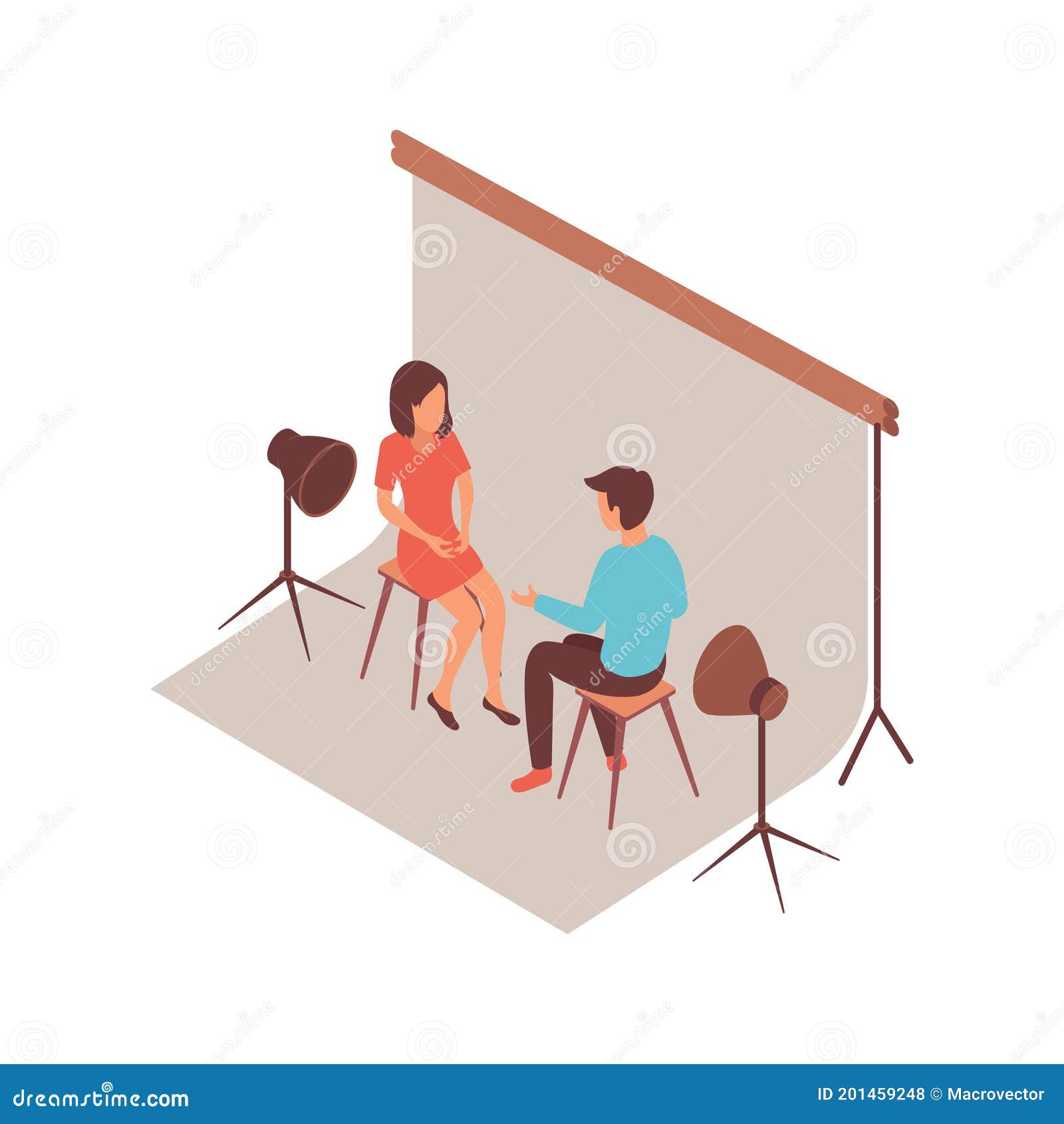 Blogger Interview Isometric Composition Stock Illustration ...