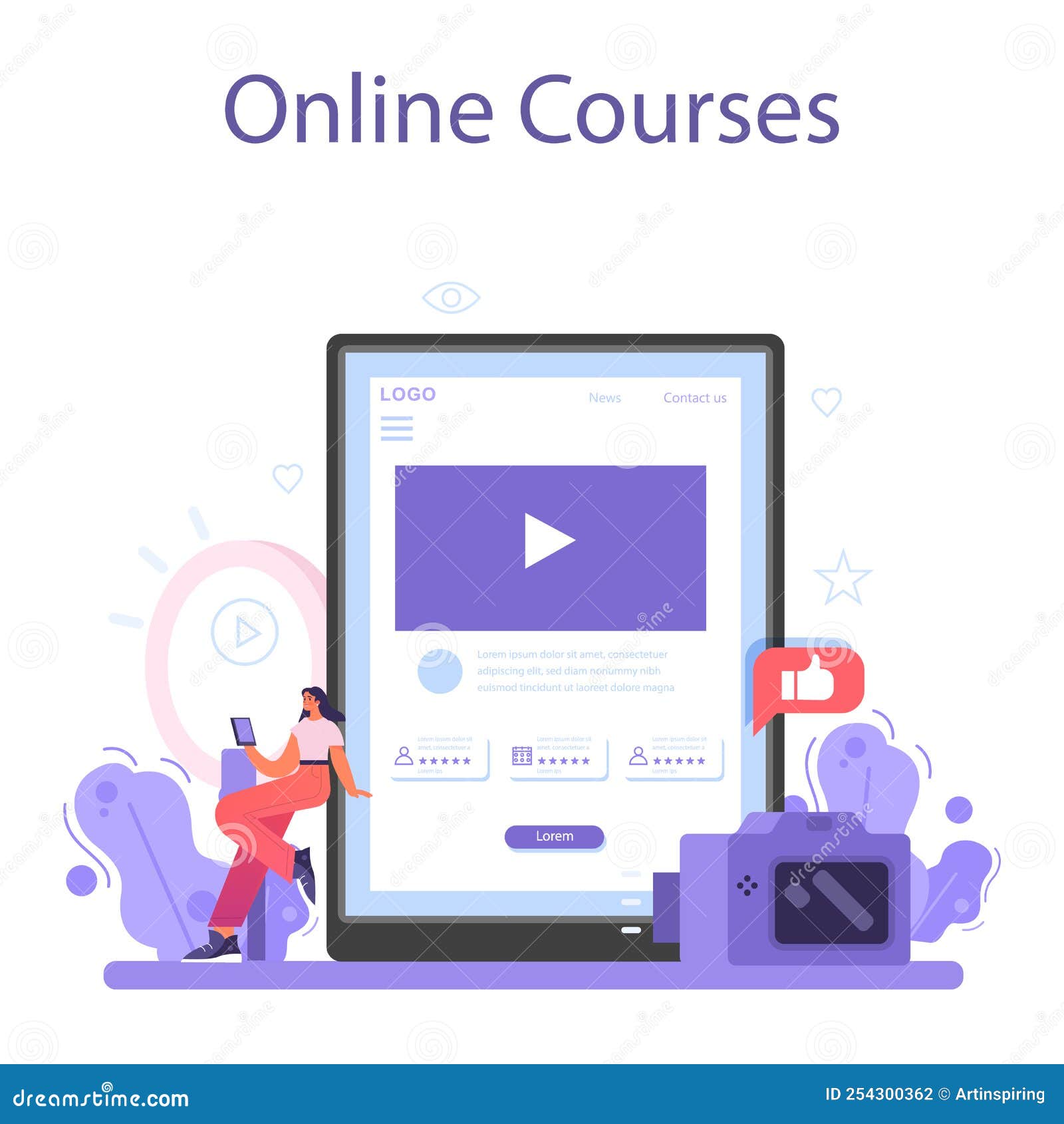 Blogger Online Service or Platform. Character Sharing Media Content ...