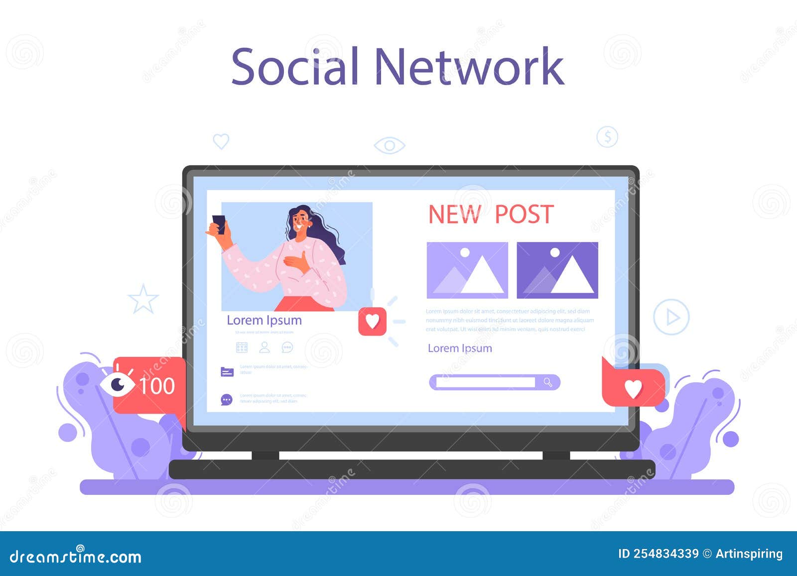 Blogger Online Service or Platform. Character Sharing Media Content ...