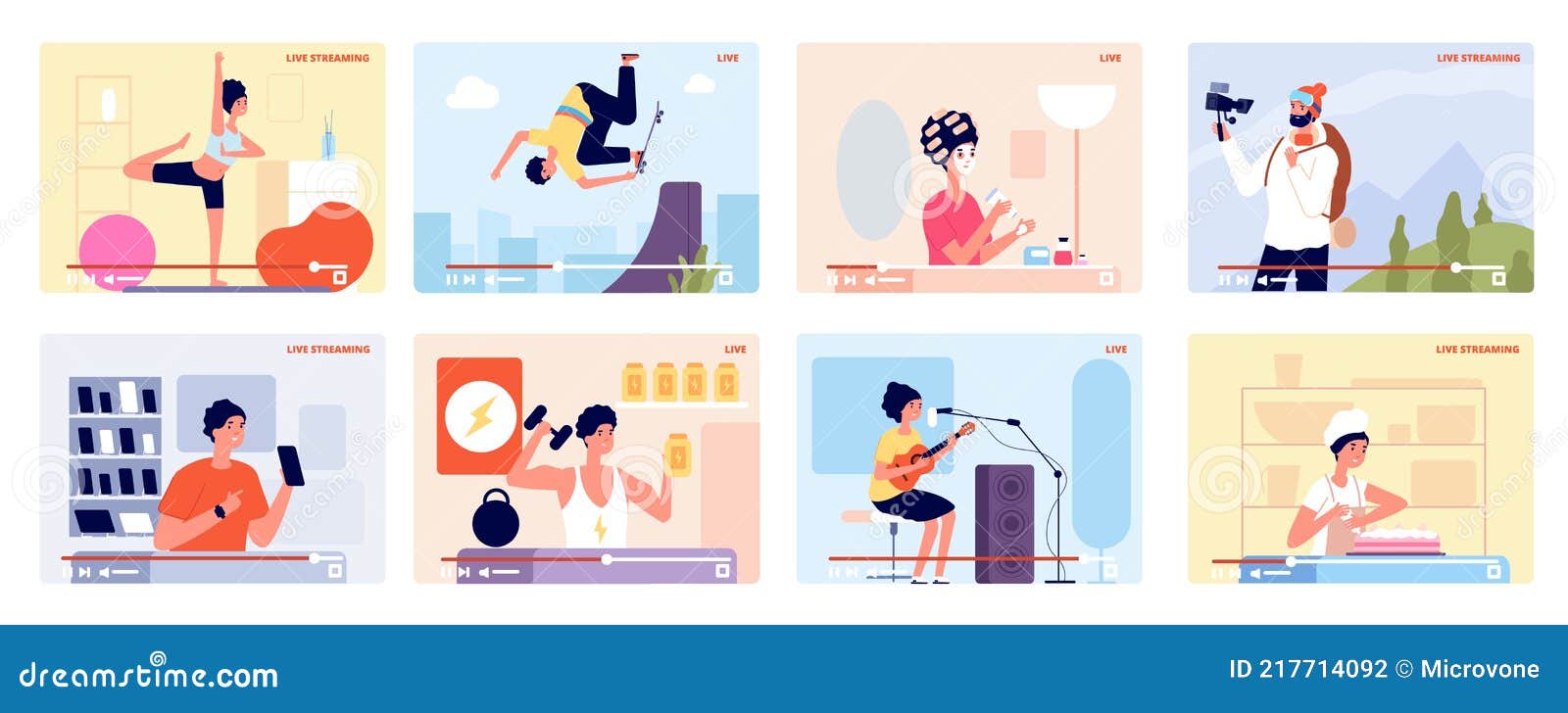 Blogger Tutorials. Online Video, Bloggers Live Streams Stock Vector ...