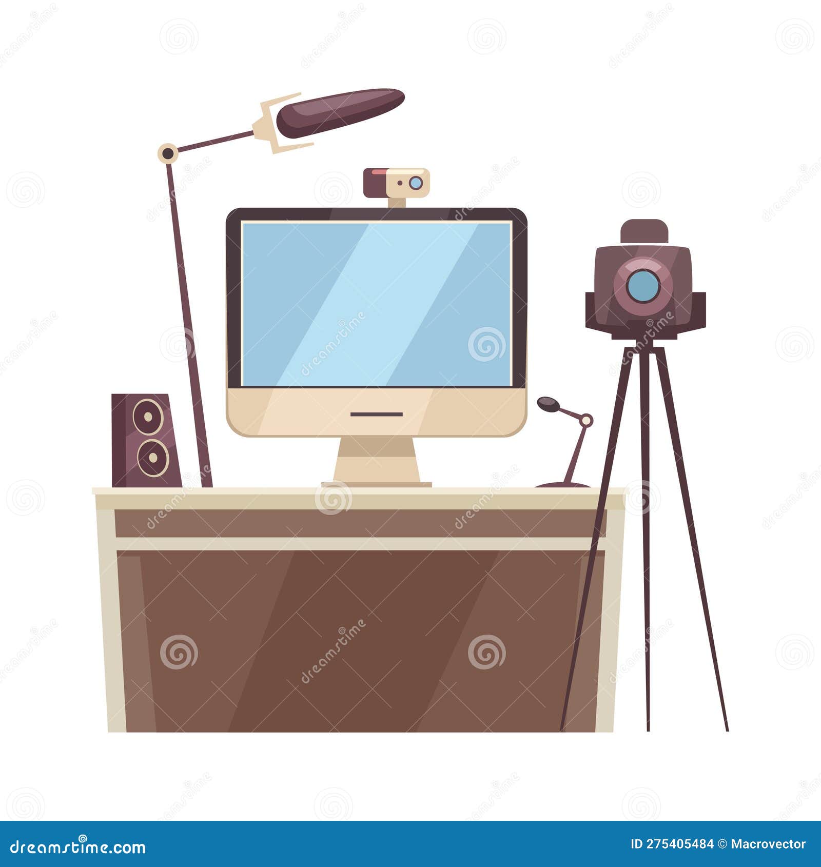 Blogger Workplace Illustration Stock Vector - Illustration of equipment ...