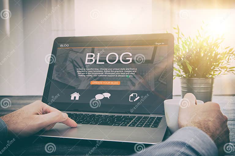 Blogging Blog Word Coder Coding Using Laptop Stock Image - Image of ...