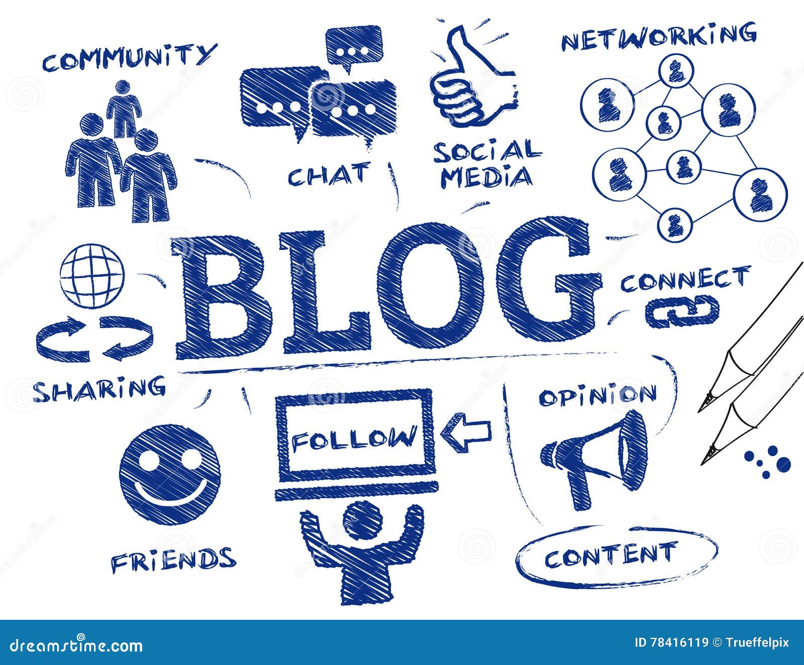 Blogging concept doodle stock illustration. Illustration of friendship ...