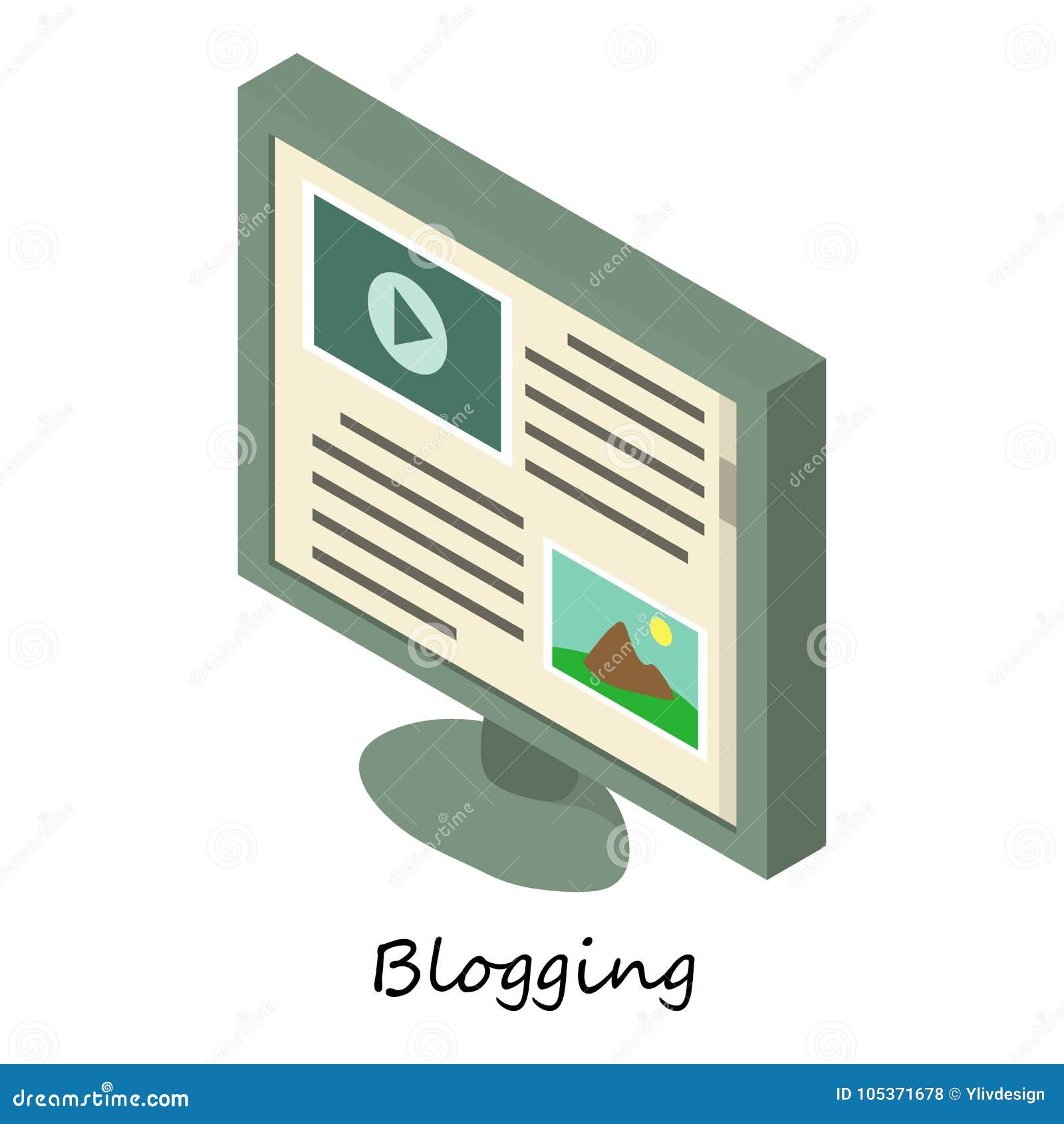 Blogging Icon, Isometric 3d Style Stock Vector - Illustration of ...