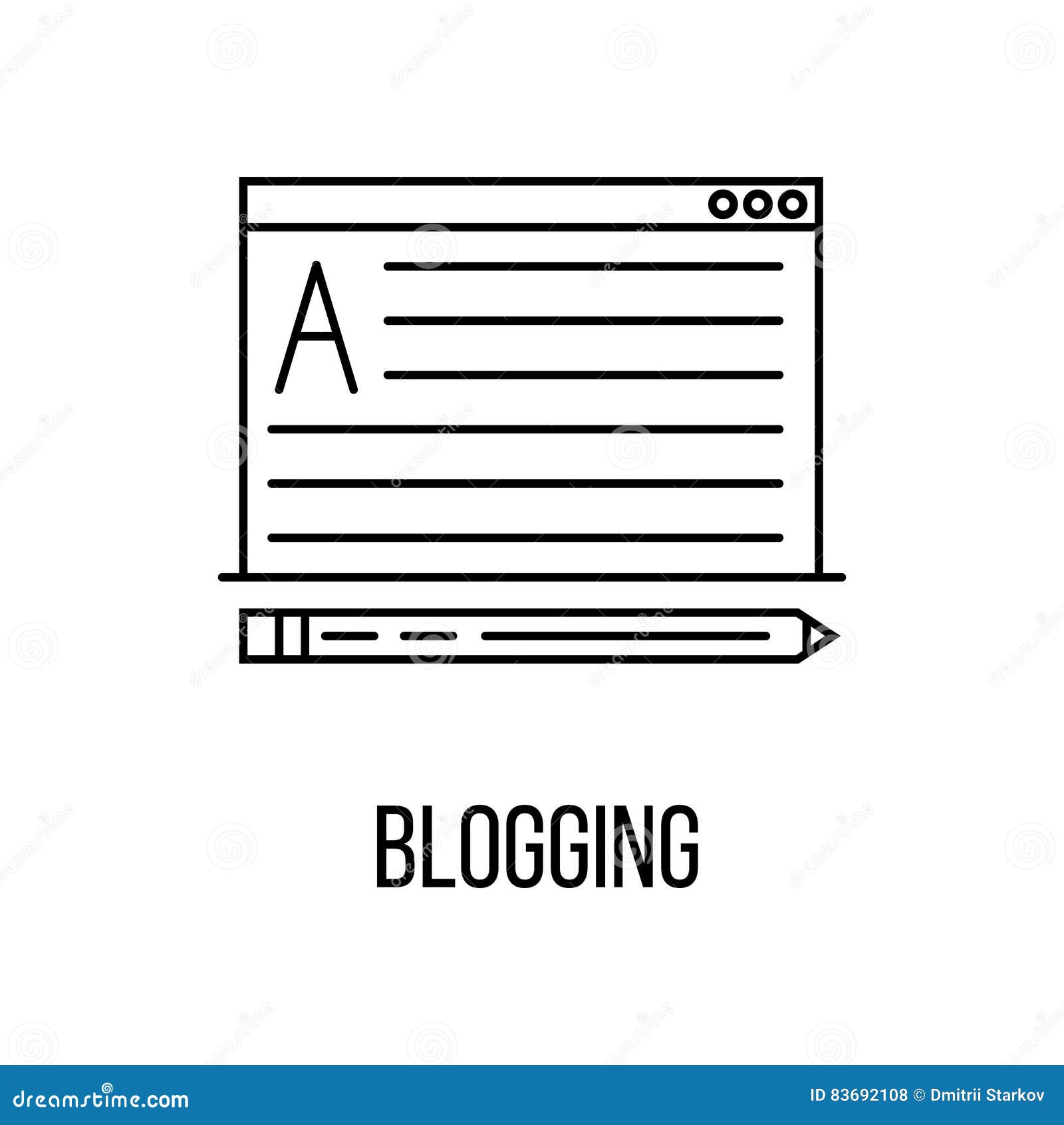 Blogging Icon or Logo Line Art Style. Stock Vector - Illustration of ...