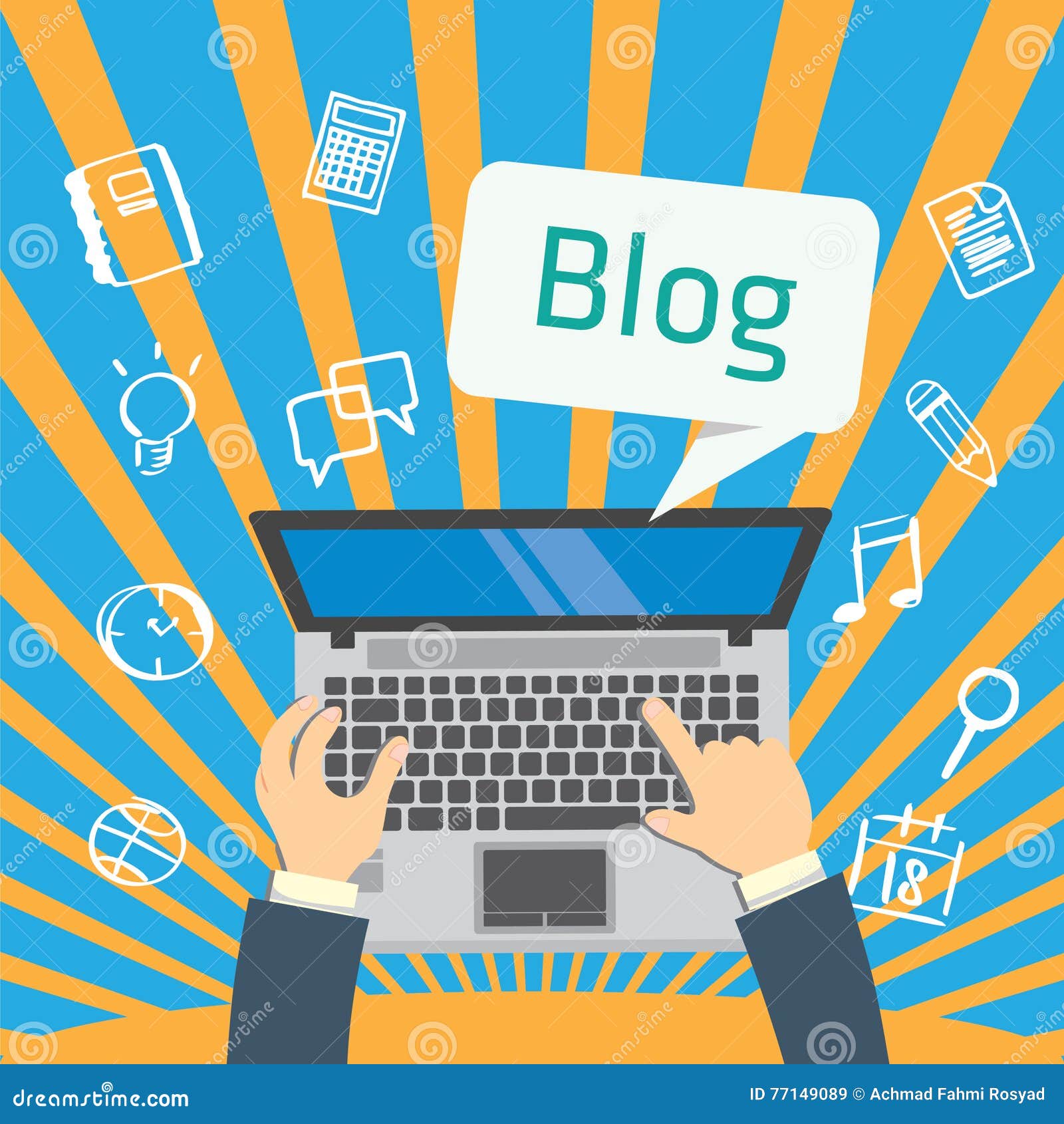 Blogging with Laptop Write Article Stock Vector - Illustration of forum ...