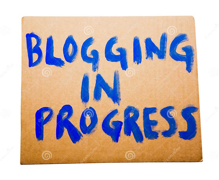 Blogging in Progress on Placard Stock Photo - Image of blue, white ...