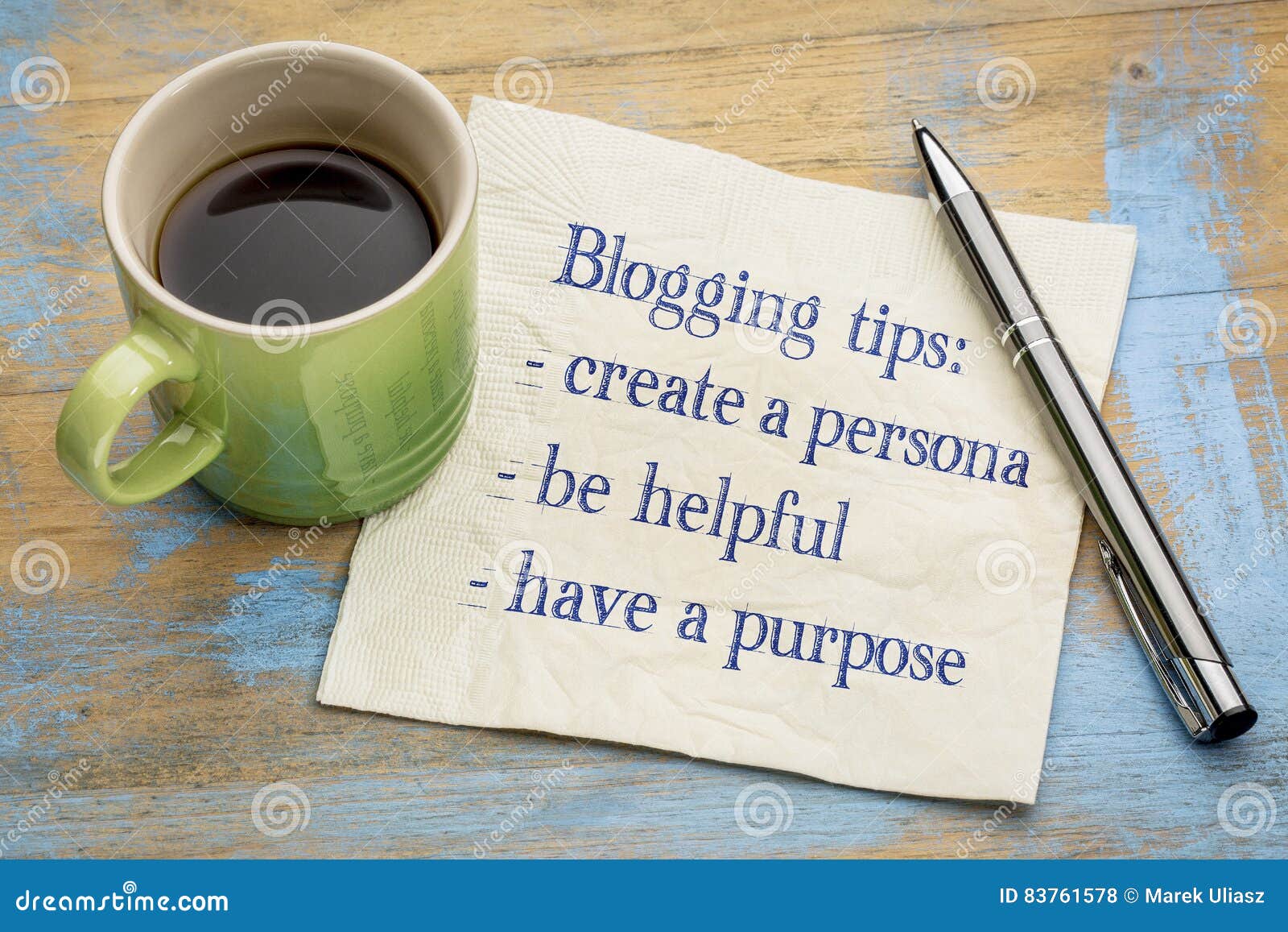 Blogging Tips - Handwriting on Napkin Stock Photo - Image of blogging ...