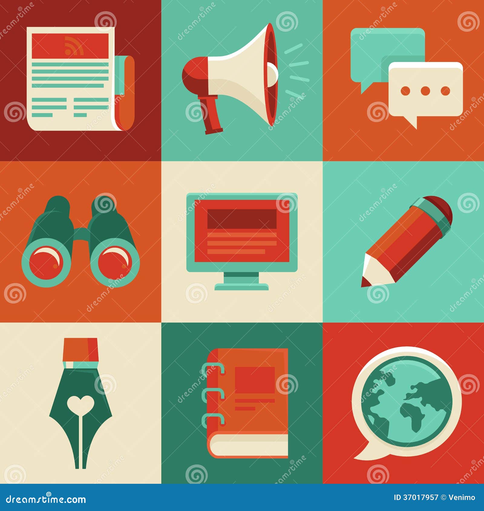 Blogging and Writing - Flat Icons and Logos Stock Vector - Illustration ...