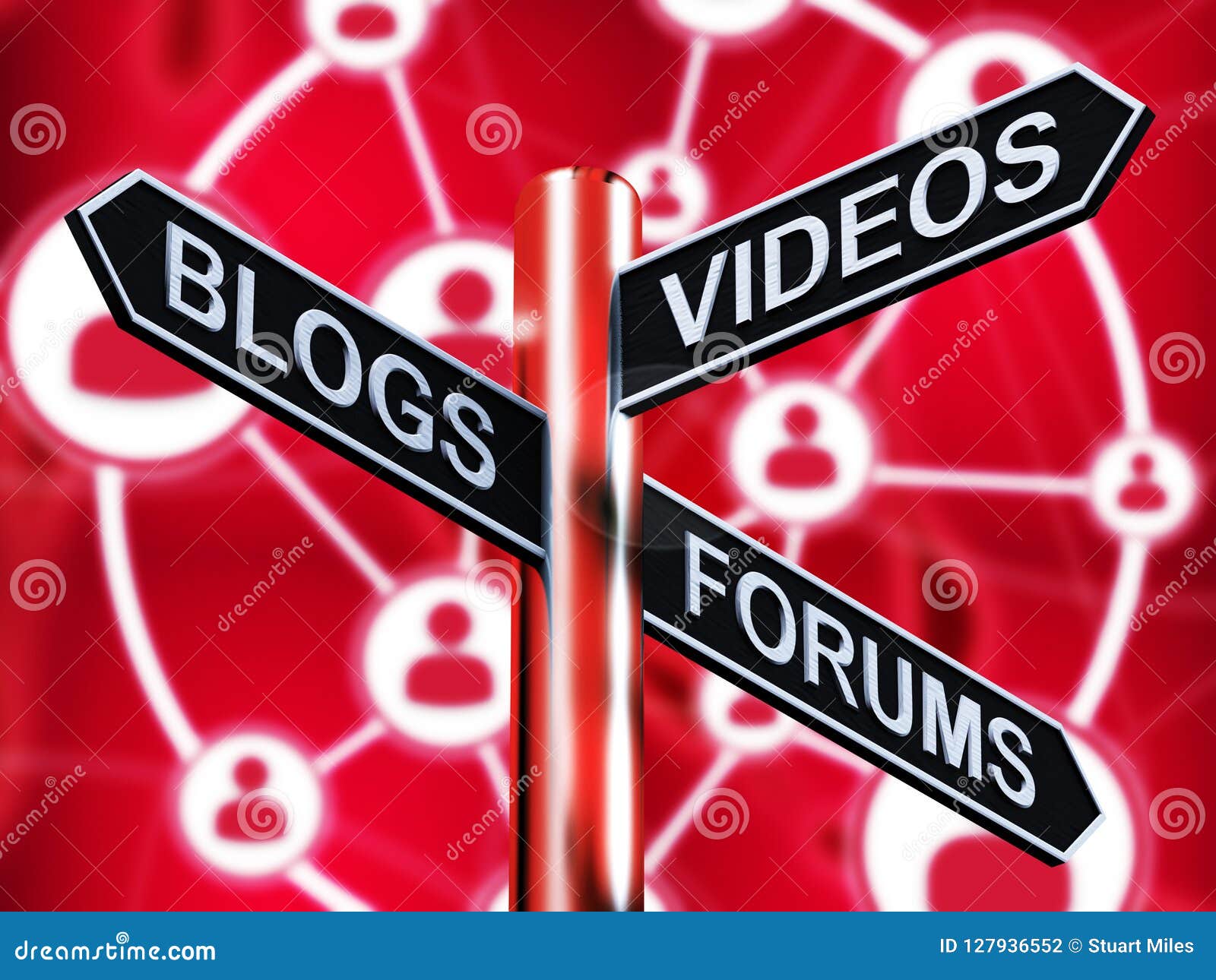 Blogs Videos Forums Signpost Showing Online 3d Illustration Stock ...