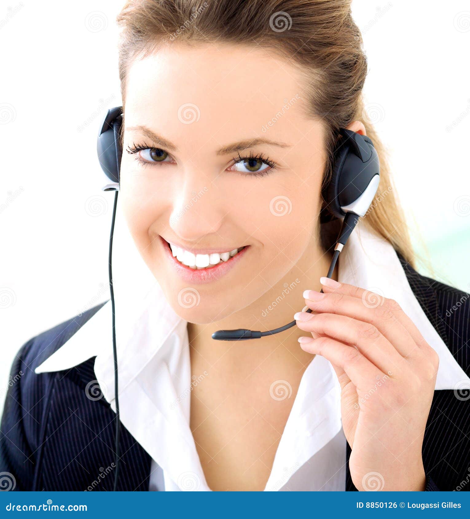 Blond Assistant with Headset Stock Photo - Image of agent, nice: 8850126