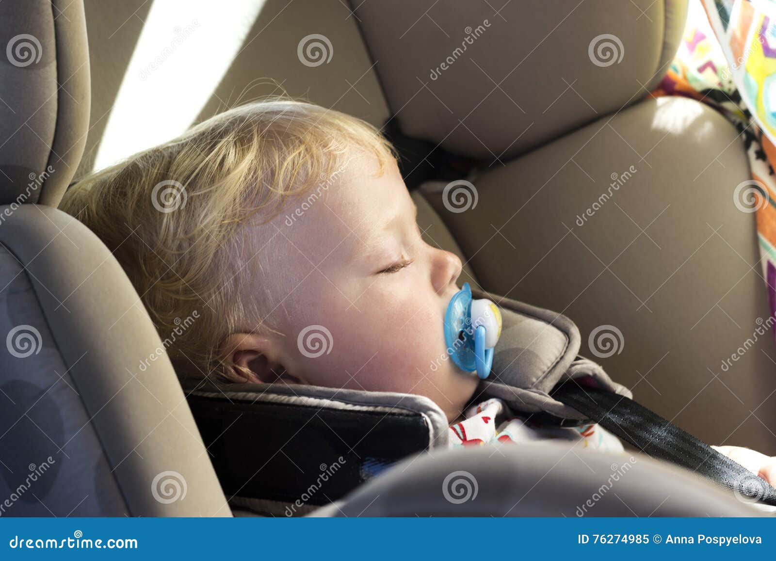 Blond Baby Sleeping in Car Seat Stock Image - Image of healthy, cute ...