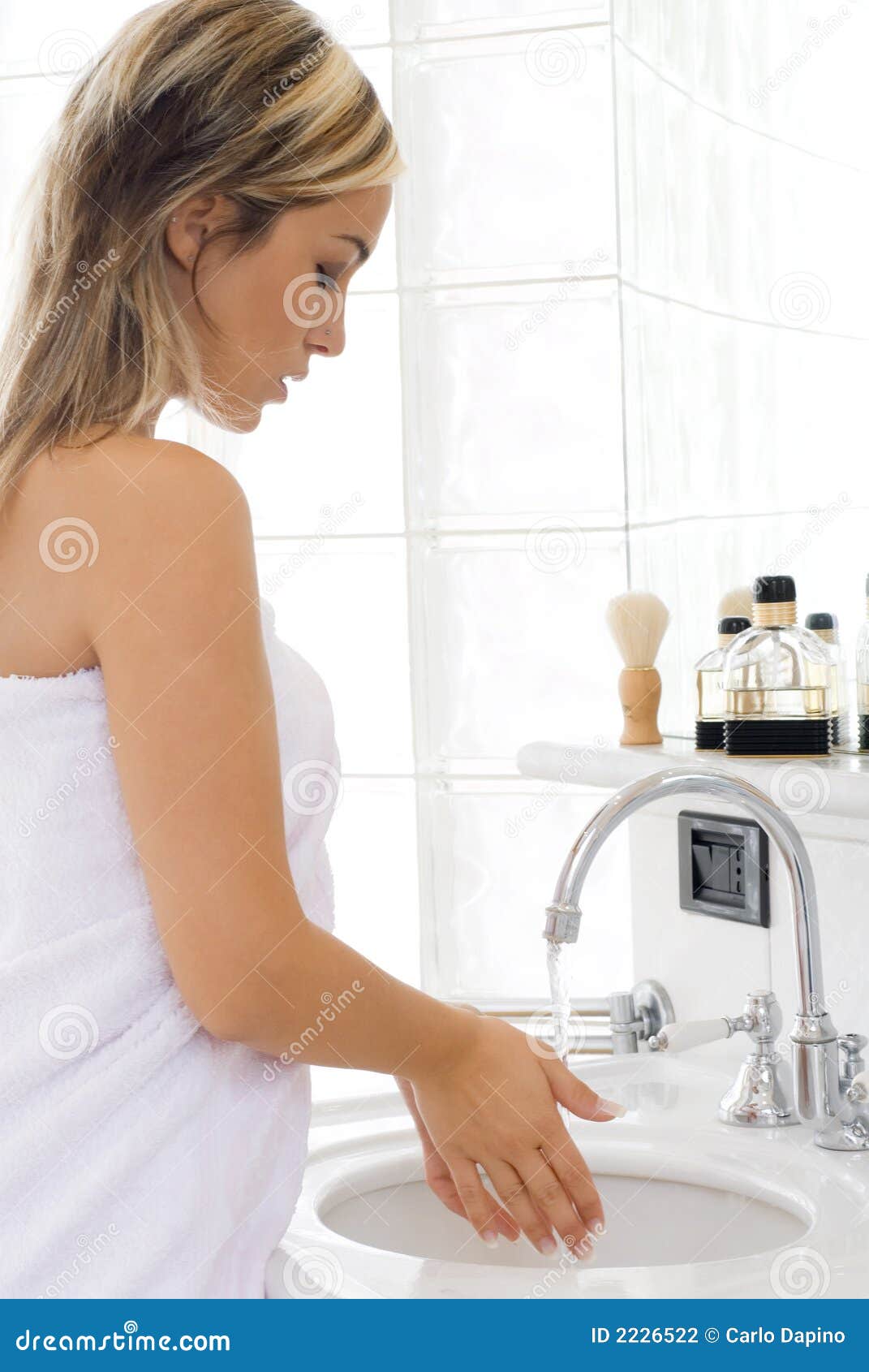 Blond in bathroom stock photo. Image of purity, clear - 2226522