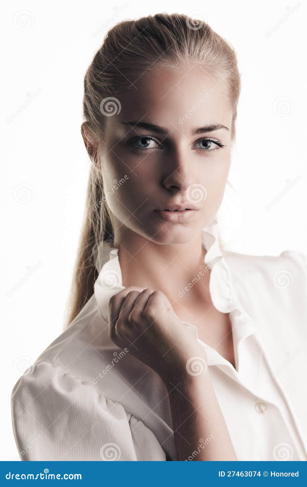 Blond beauty on white stock photo. Image of glamour, white - 27463074