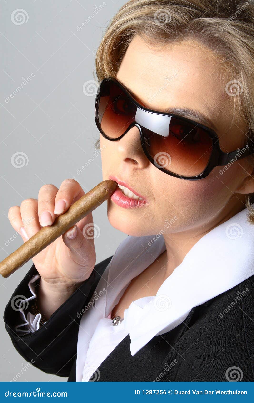 Blond Business Woman Smoking a Cigar Stock Photo - Image of cigar ...