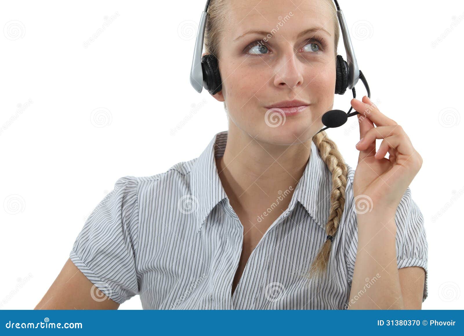 Blond call-center agent stock photo. Image of information - 31380370