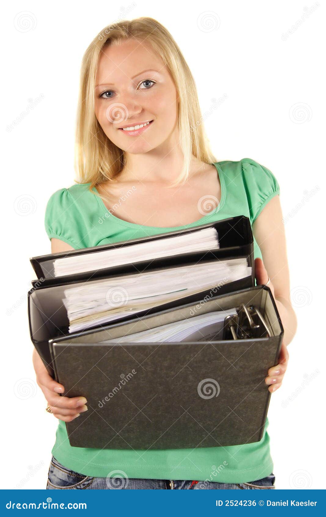 Blond Carrying Binders stock photo. Image of pretty, high - 2524236