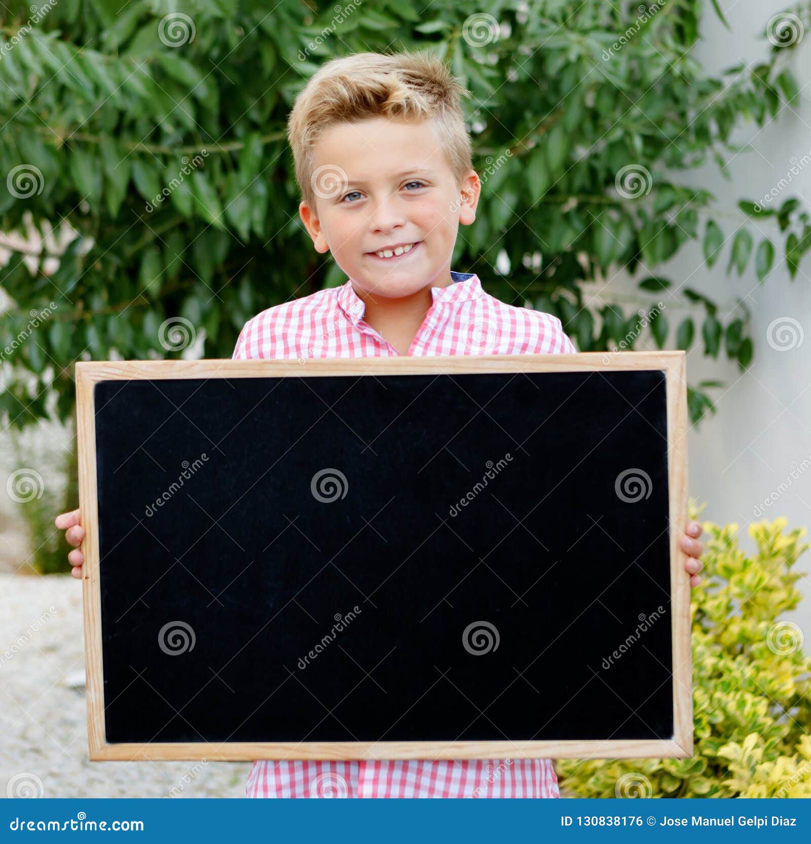 Blond Child Holding a Slate Stock Photo - Image of head, little: 130838176