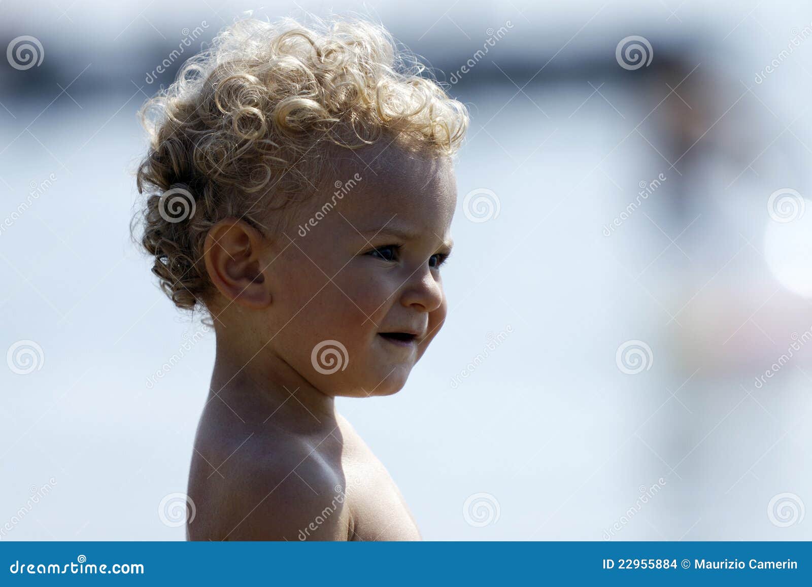 Blond Child with lock stock photo. Image of small, happy - 22955884
