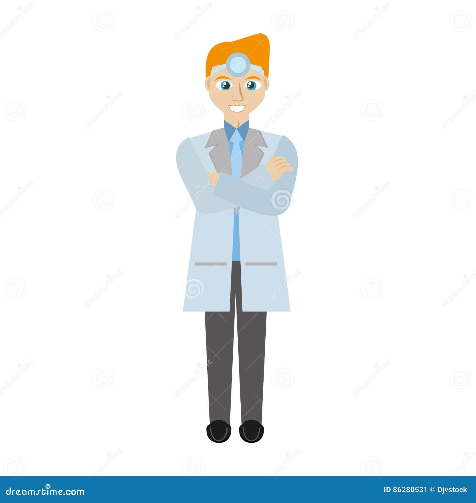 Blond Doctor Man Wearing Head Mirror Stock Illustration - Illustration ...
