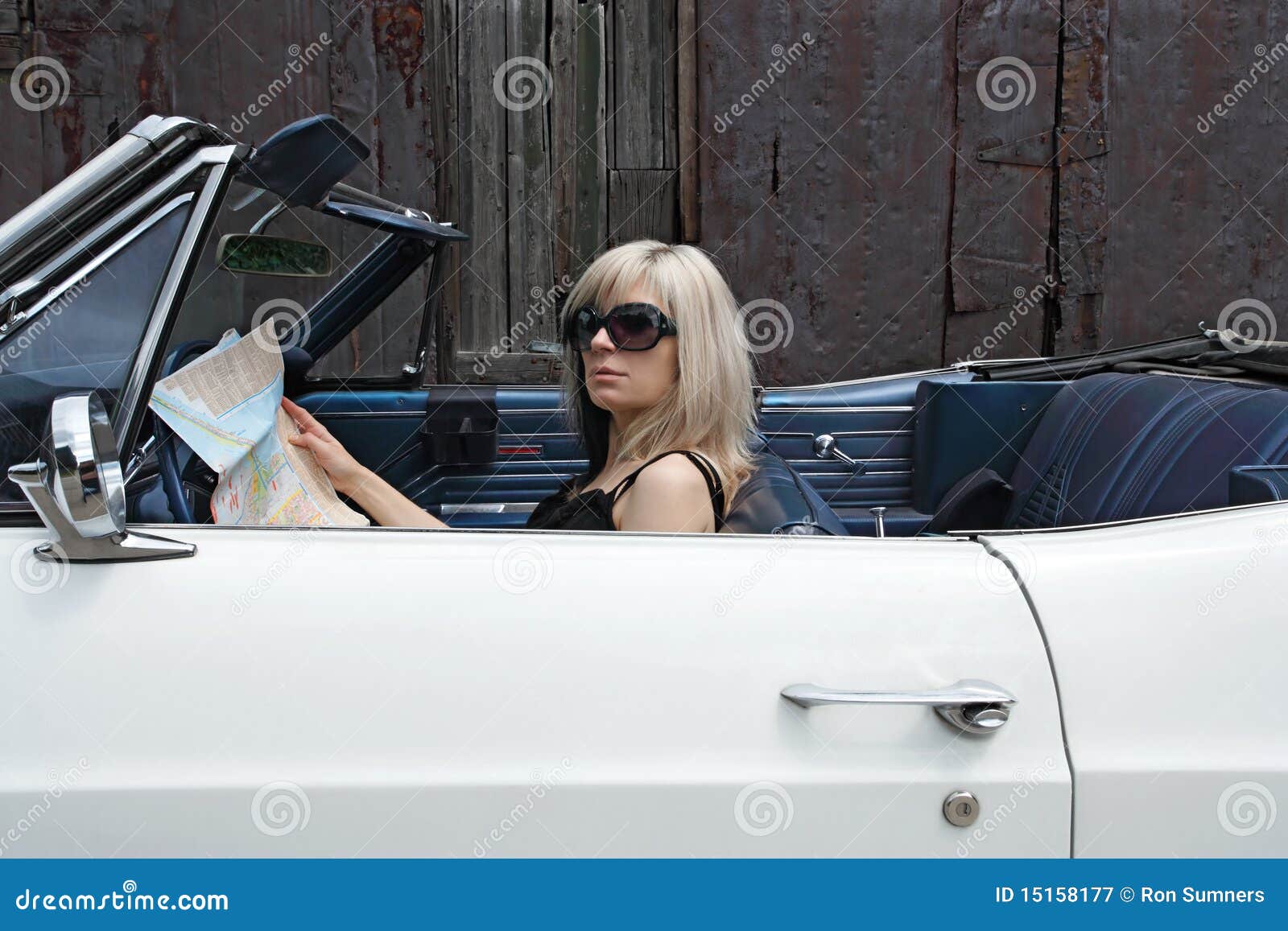 Blond Female in Convertible Car Stock Image - Image of lost, leisure ...
