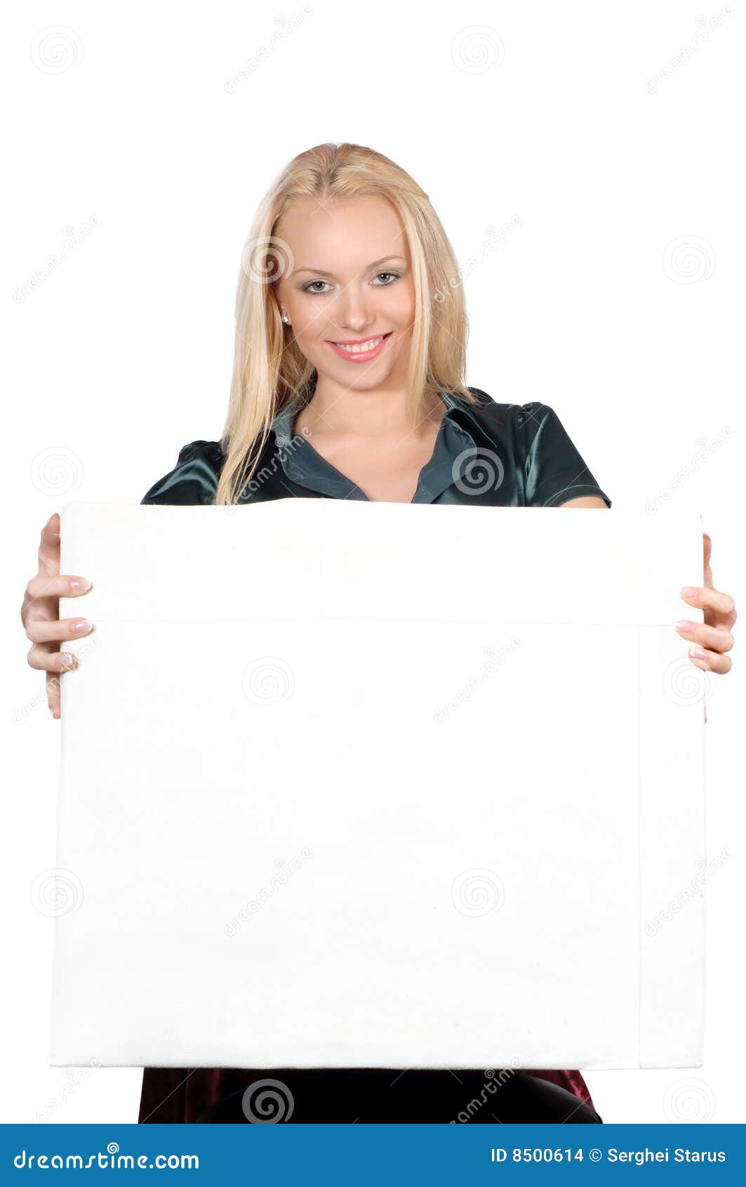Blond girl advertising stock photo. Image of paper, copyspace - 8500614