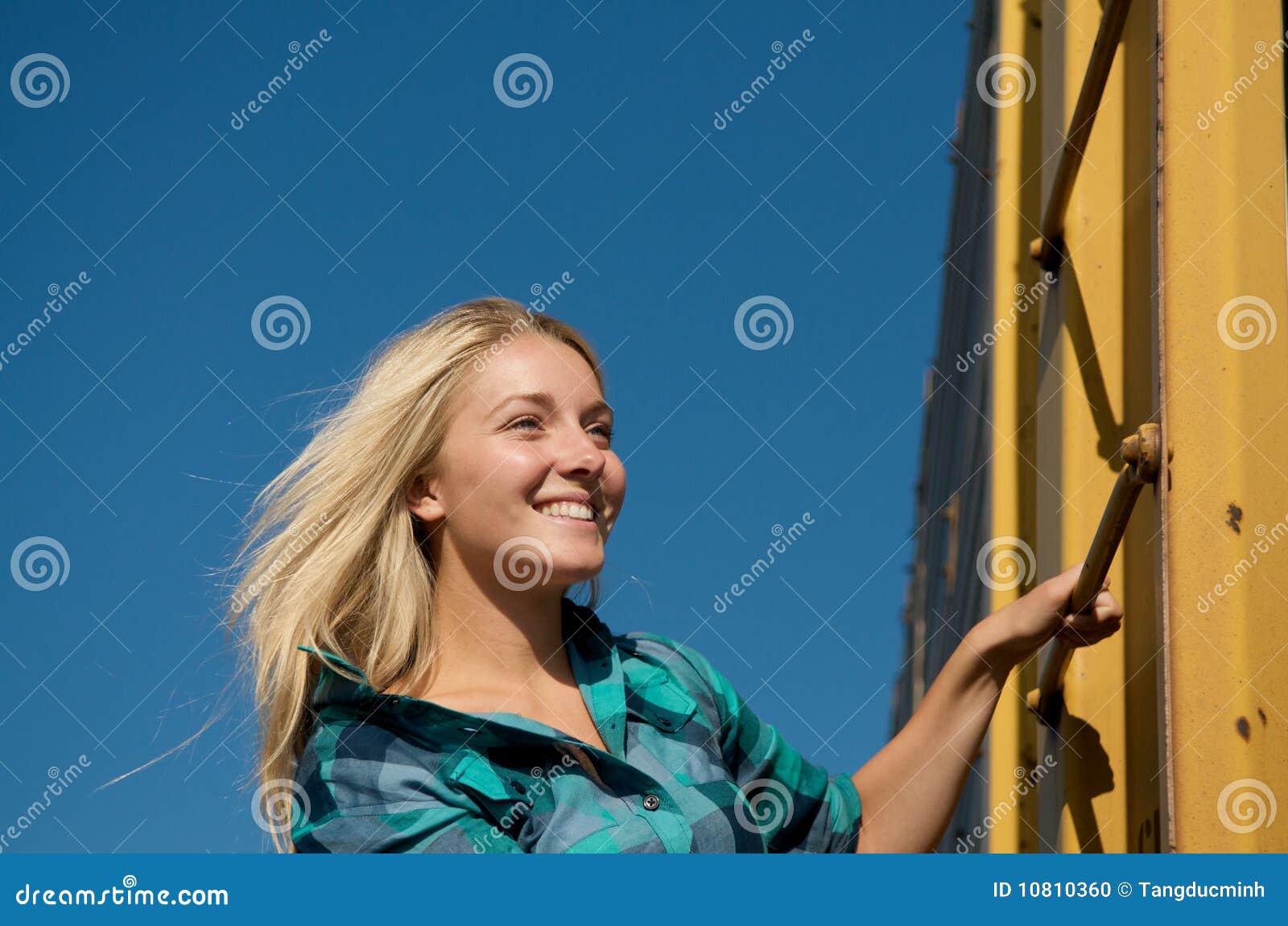 Blond Girl Freight Train stock photo. Image of female - 10810360
