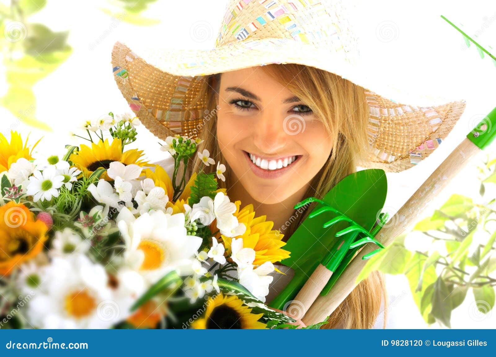 Blond Girl and Gardening Tools Stock Photo - Image of garden, nature ...