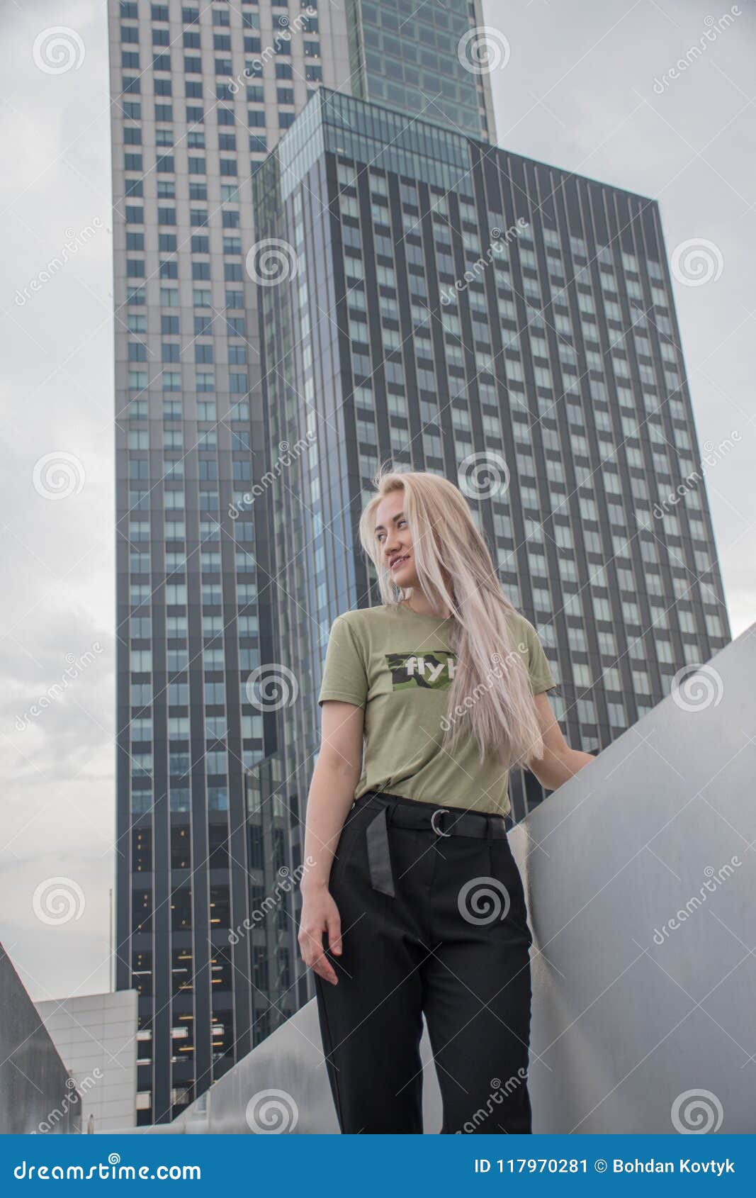 Blond Girl in Rotterdam on the Bridge Stock Image - Image of female ...