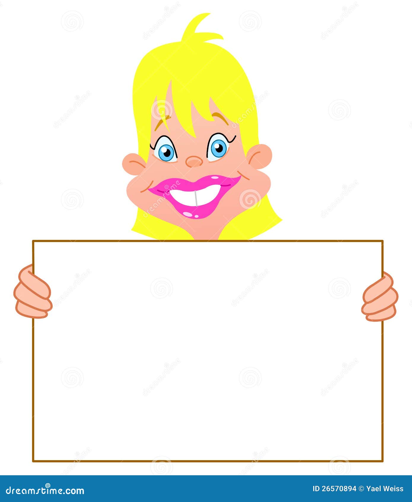 Blond girl with sign stock vector. Illustration of carrying - 26570894