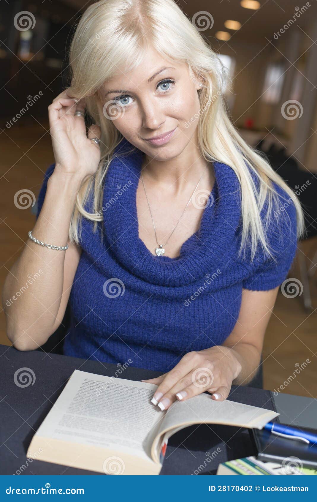 Blond girl studying stock photo. Image of eyecontact - 28170402