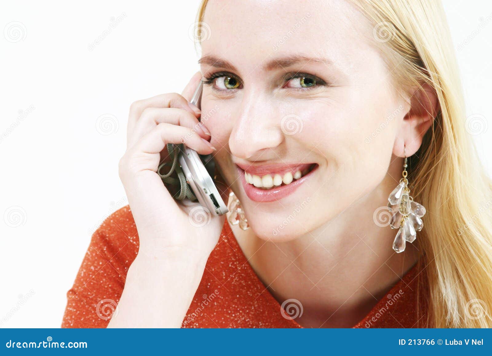 Blond girl talking 2 stock photo. Image of beauty, female - 213766