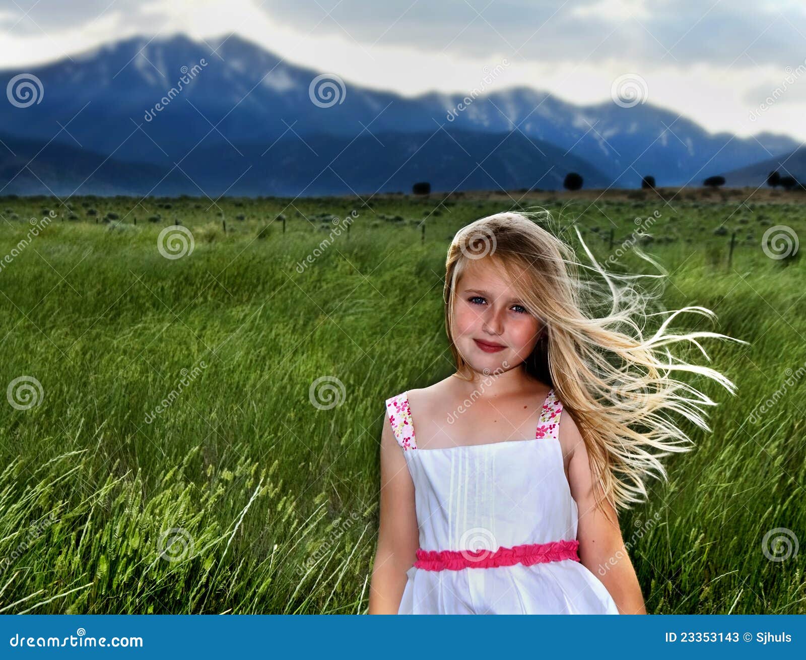 Wind Blowing On Girls Face. Close Up, Cute Adorable Little Model ...