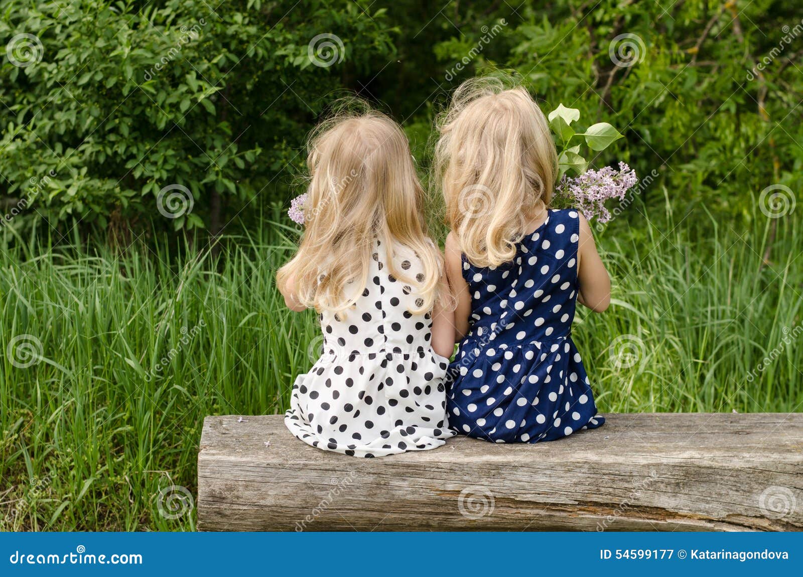 Blond girls back view stock image. Image of view, bench - 54599177