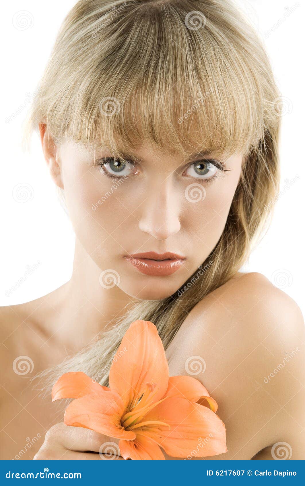 Blond hair stock image. Image of model, flower, lips, female - 6217607