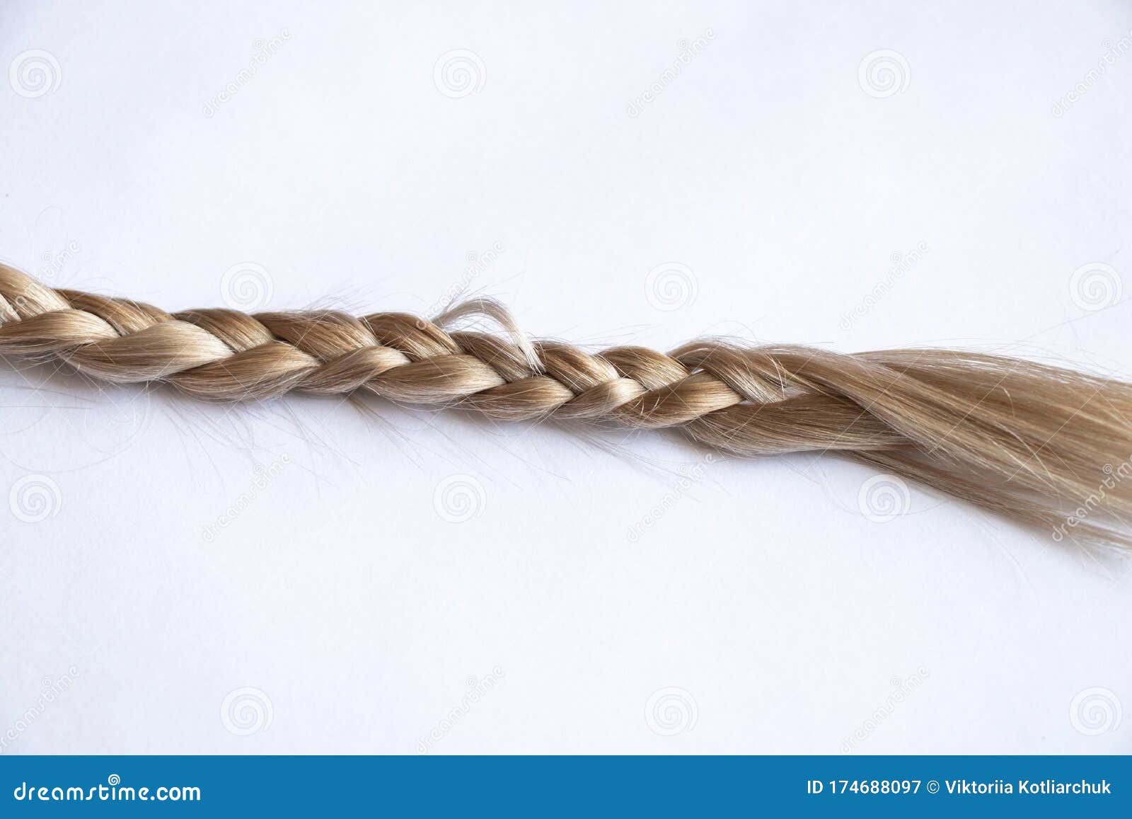 Blond Hair Braid on a White Background Close-up Stock Image - Image of ...