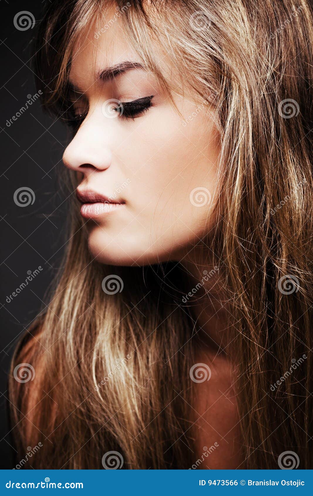 Blond hair woman profile stock photo. Image of expression - 9473566