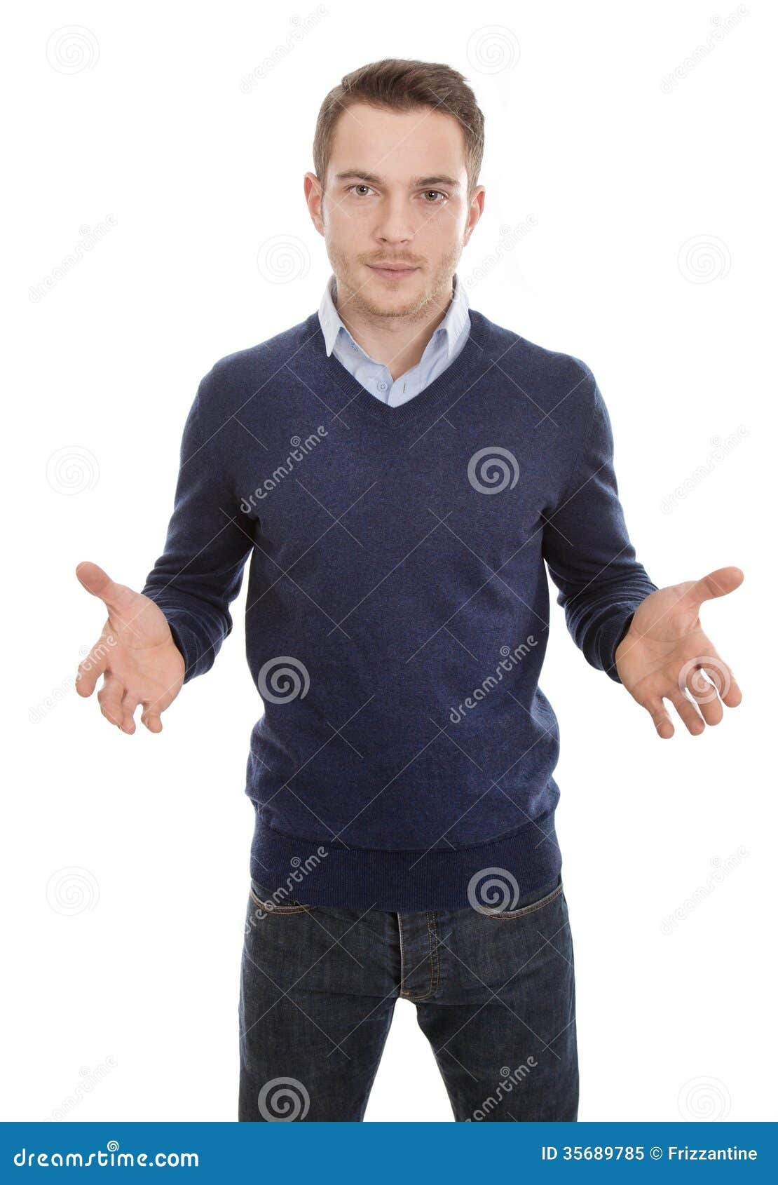 Blond Handsome Helpless Young Man Stock Image - Image of care, blue ...