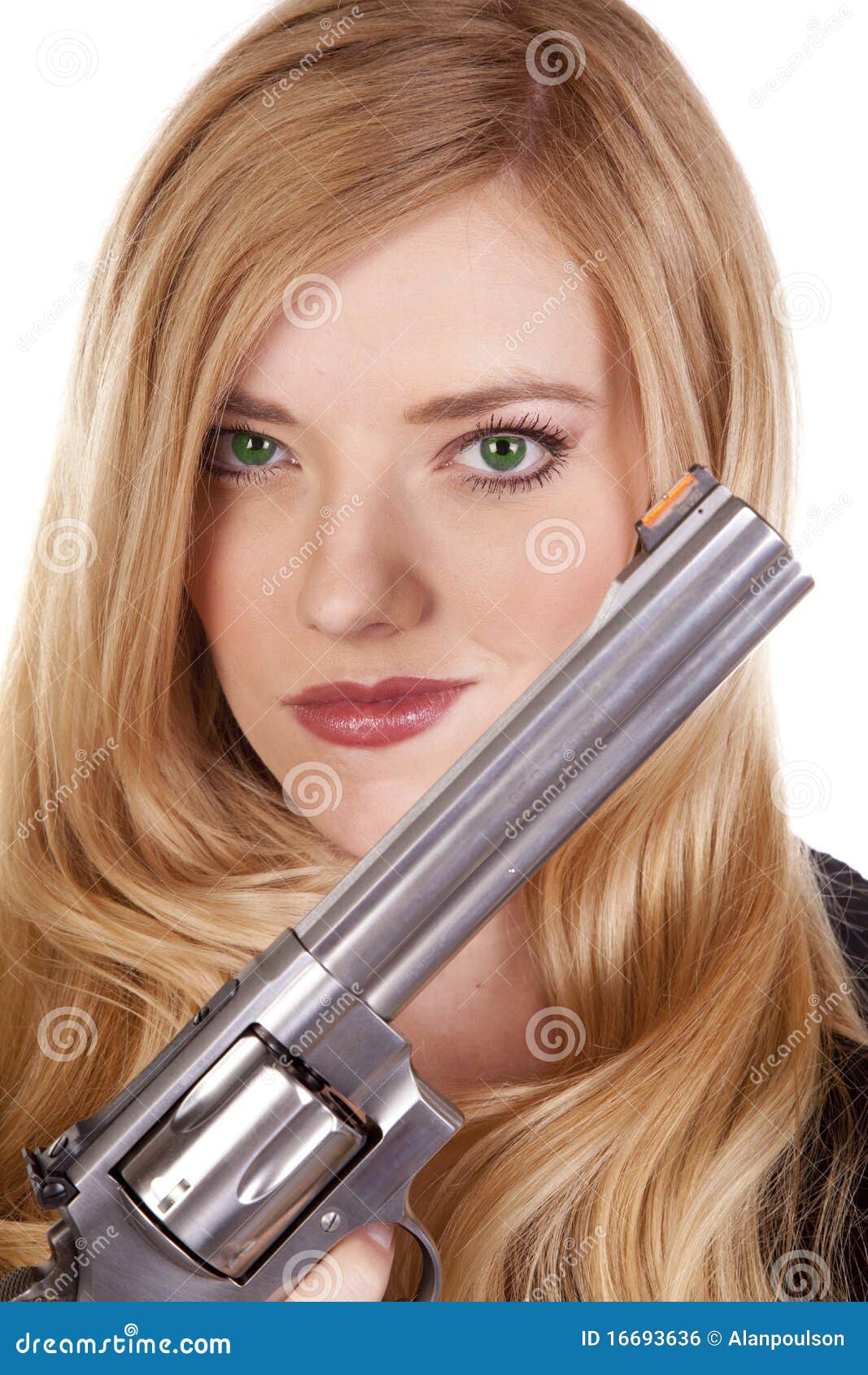 Blond head shot with gun stock photo. Image of person - 16693636