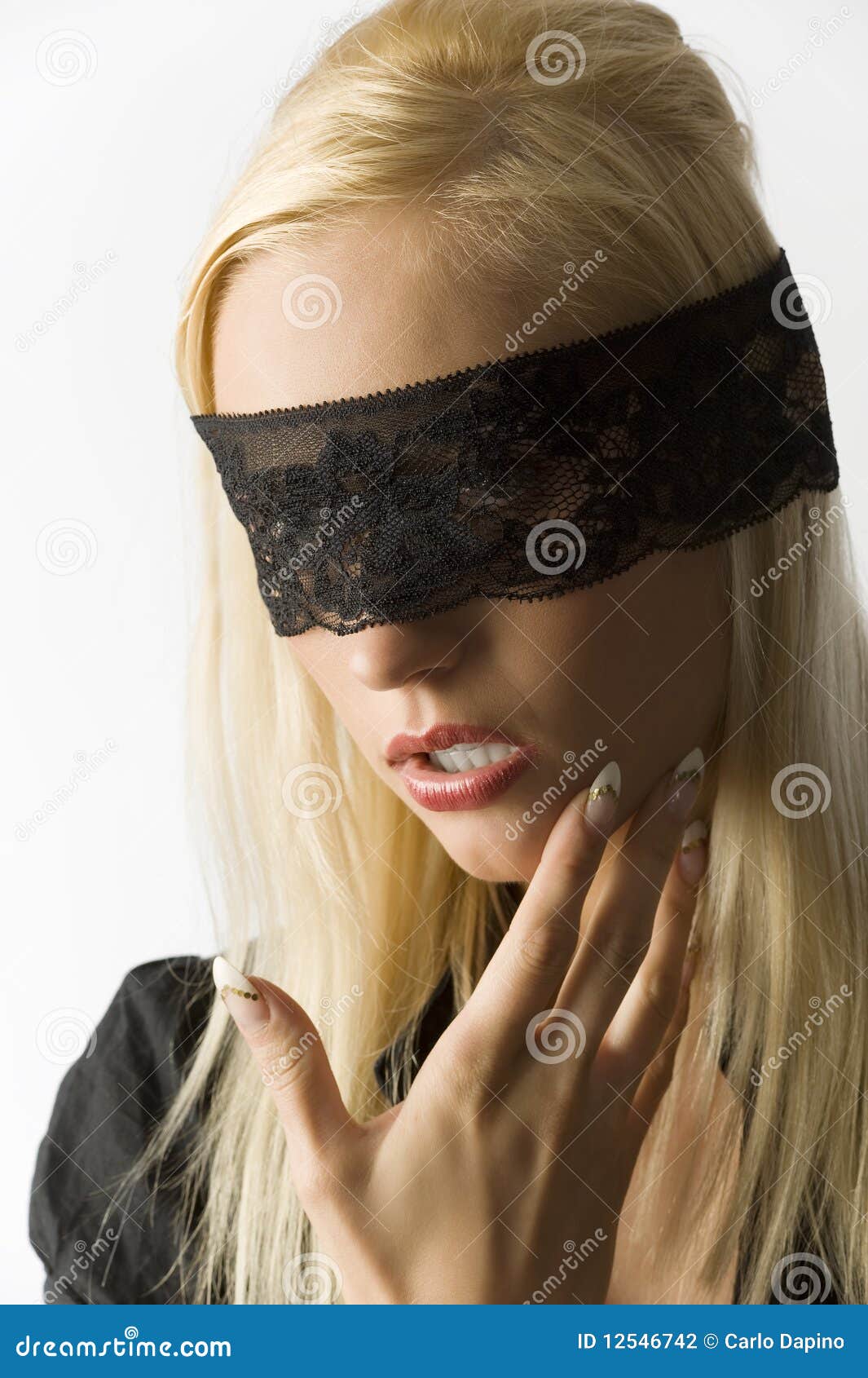 The Blond with Lace on Eyes Stock Photo - Image of hair, lady: 12546742
