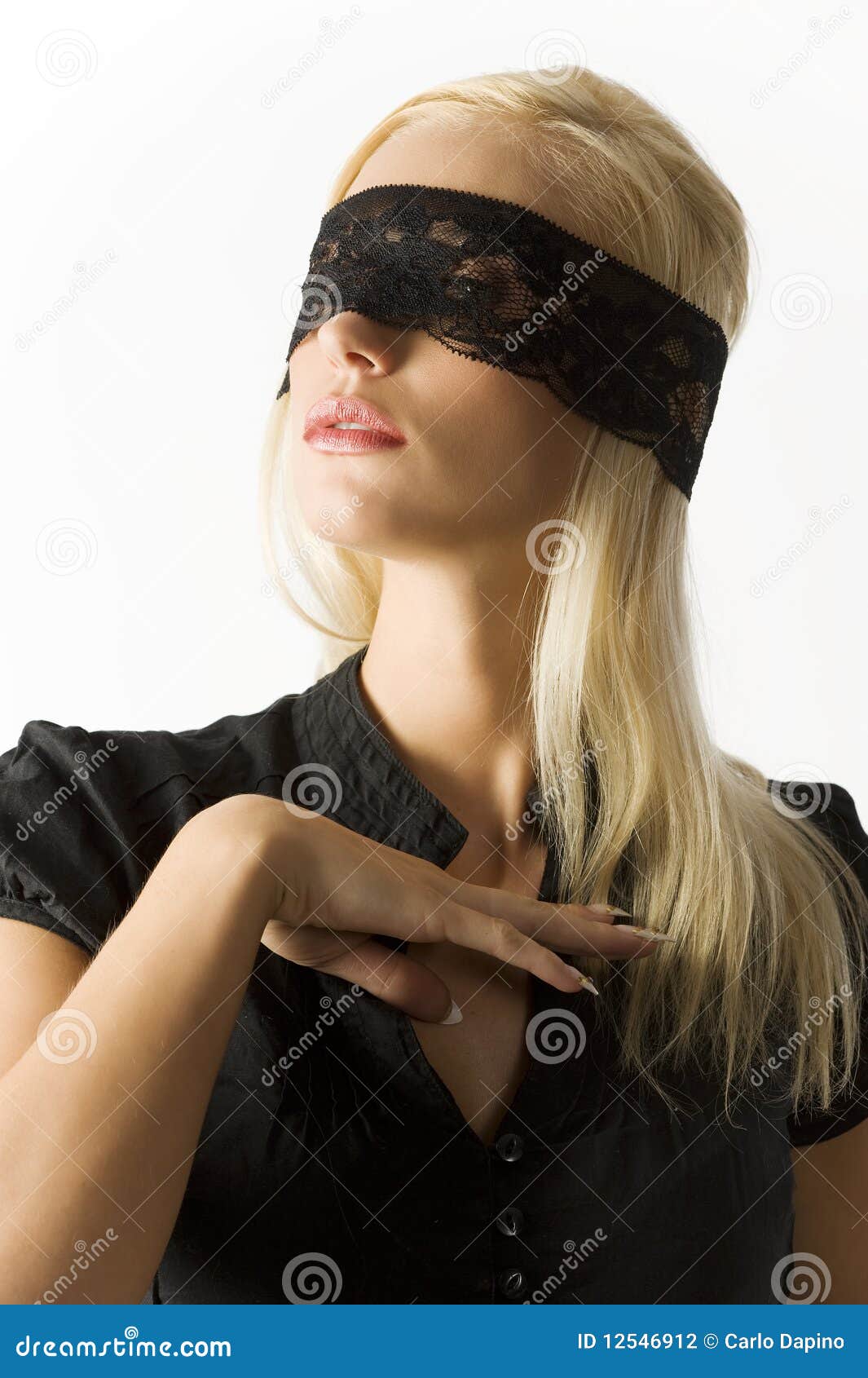 The Blond with Lace on Eyes Stock Photo - Image of cute, fashion: 12546912