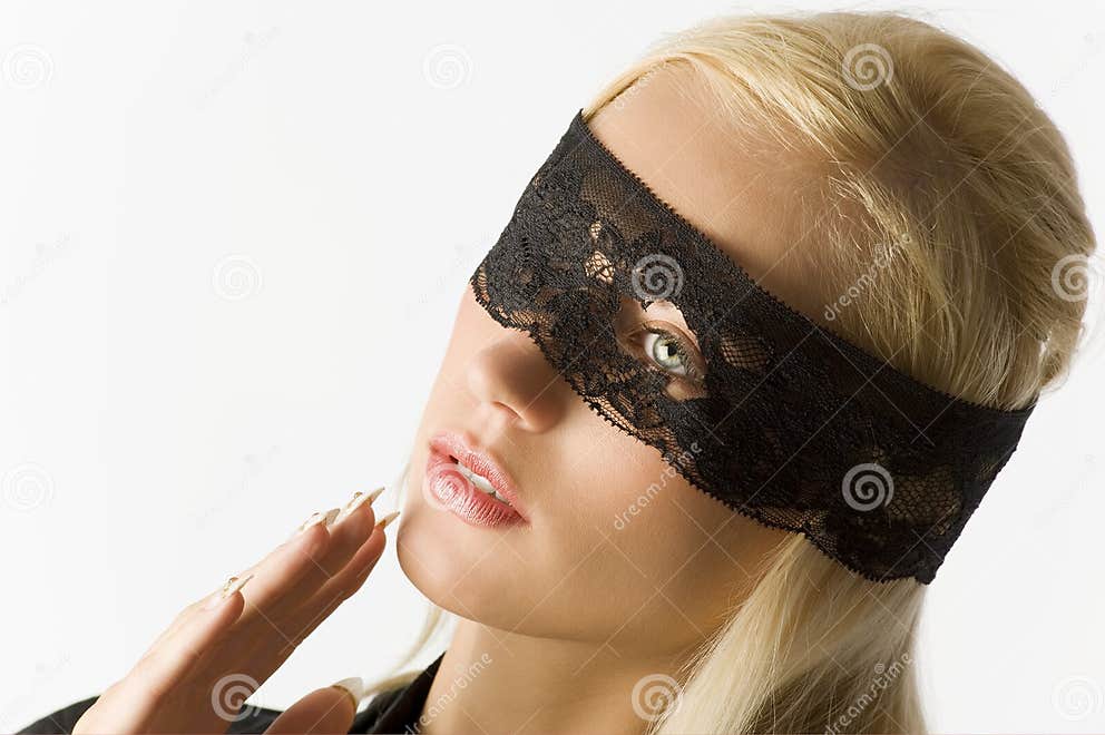 The Blond with Lace on Eyes Stock Image - Image of lace, attractive ...