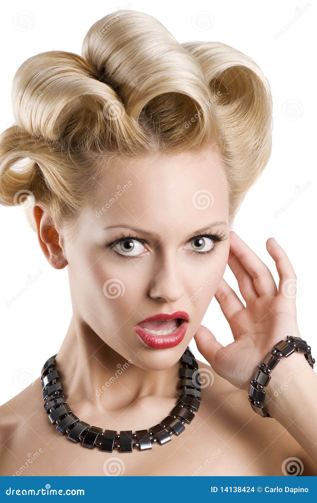 The blond making face stock photo. Image of lady, girl - 14138424