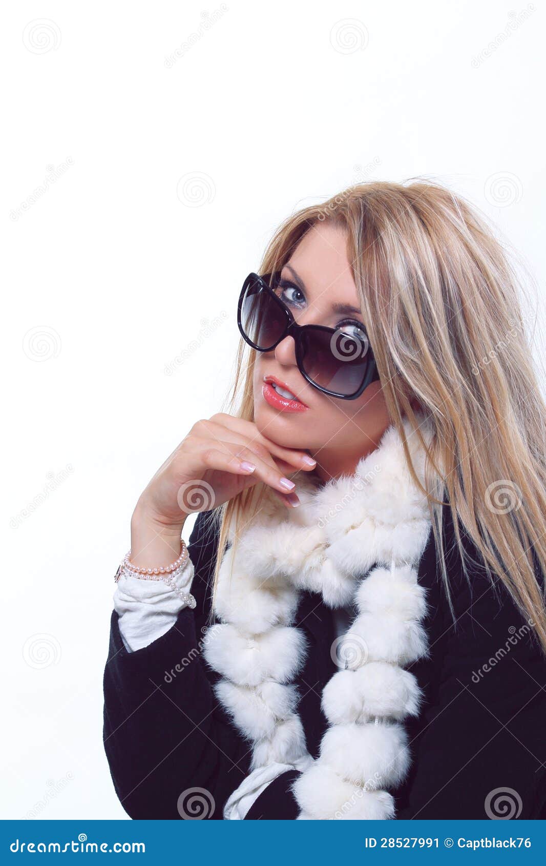 Blond Model with Sunglasses Pose Stock Image - Image of girl, studio ...