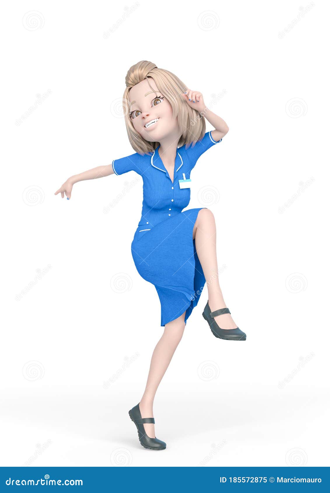 Blond Nurse Cartoon is Happy and Dancing Stock Illustration ...